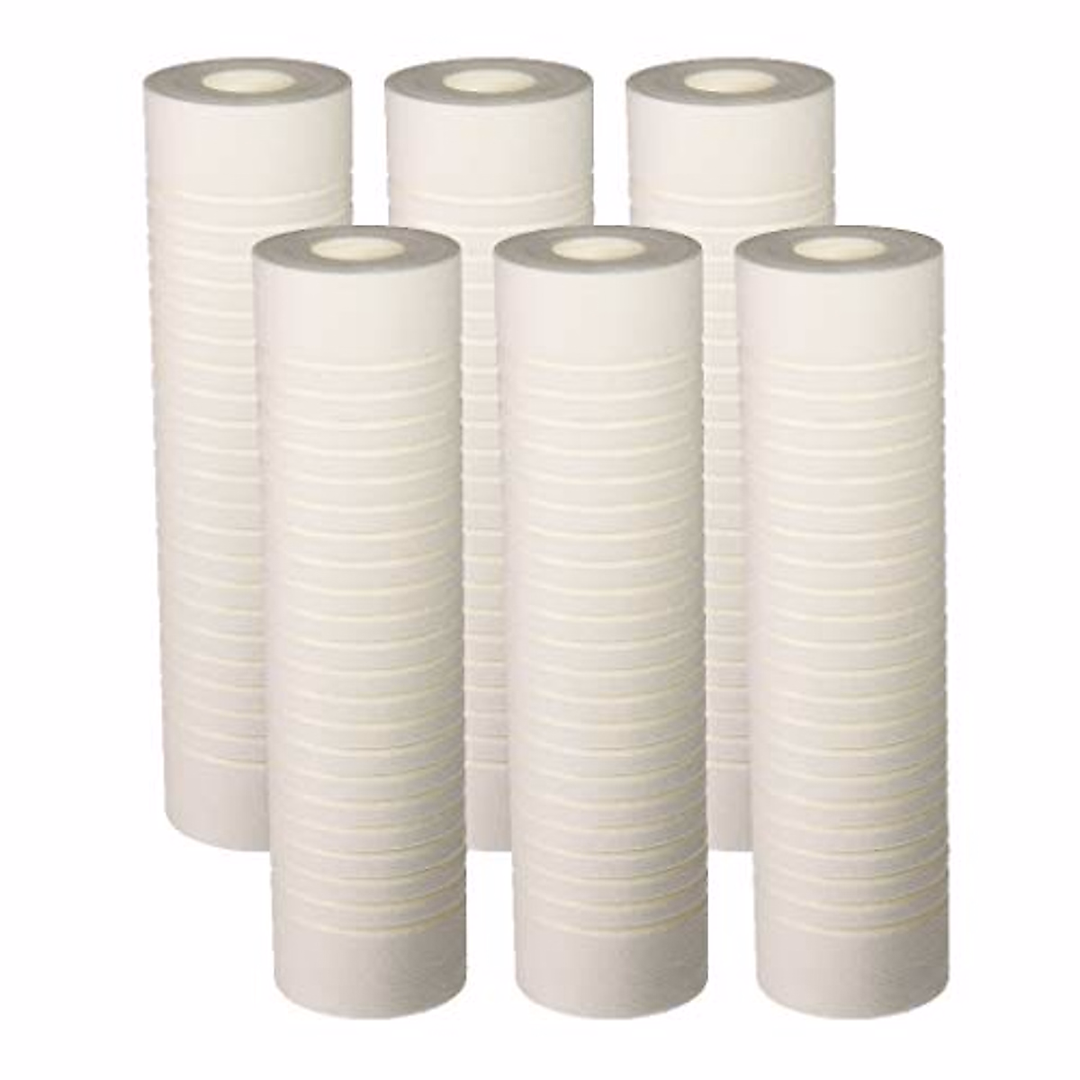 Compatible with 6 pk 10"x2.5" 5 Micron Grooved Sediment Melt Blown Filters Cartridges (Compatible Replace Aqua-Pure AP110, Whirlpool WHCF-GD05, Watts FPMBG-5-975)