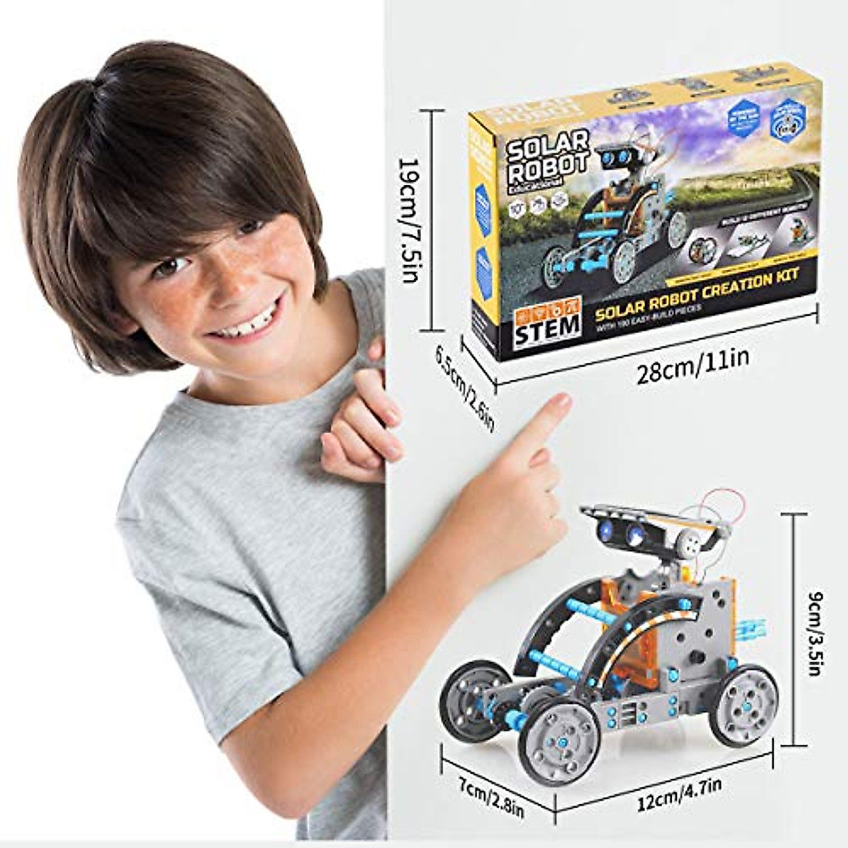 CUDNY Robot Kit 12-in-1 Science STEM Solar Robot Kit Toys for Kids - 190 Pieces DIY Building Science Experiment Kit for Kids Aged 8-10 and Older, Educational DIY Assembly Kit with Solar Powered