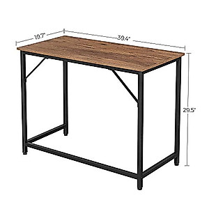 VASAGLE Computer Desk, Gaming Desk, Home Office Desk, for Small Spaces, 19.7 x 39.4 x 29.5 Inches, Industrial Style, Metal Frame, Hazelnut Brown and Black ULWD041B03V1