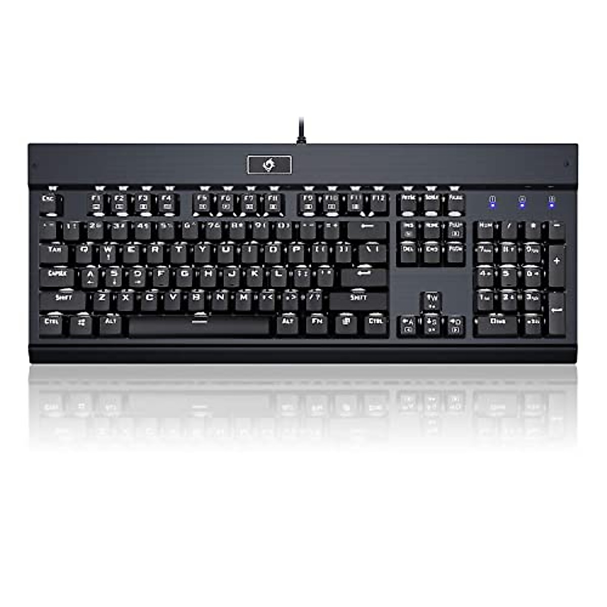 EagleTec KG010 Mechanical Keyboard Wired Ergonomic Brown Switches Equivalent for Office PC Home or Business (Black Keyboard White Backlit)