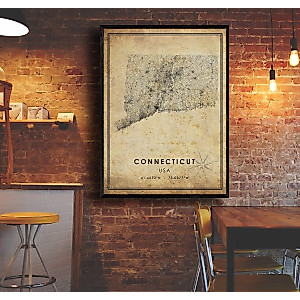 Connecticut Map Print Connecticut Map USA Map Art Connecticut City Road Map Poster Vintage Gift Map