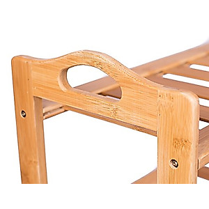 BirdRock Home 3 Tier Free Standing Shoe Rack with Handles - Natural Bamboo - Wood - Closets and Entryway - Storage Organizer Stand - Fits 9 Pairs of Shoes