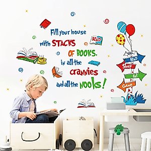 decalmile Colorful Inspirational Quotes Wall Decals Reading Books Letters Wall Stickers Classroom Kid Bedroom Playroom Wall Decor