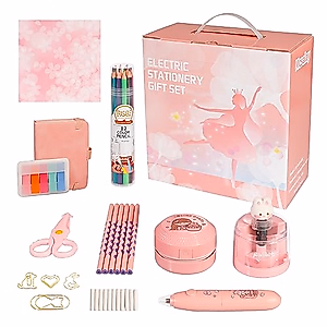 (Mcsalay) 88 Piece School Supplies Package Essential for Returning to School Including Electric Pencil Sharpener Electric Eraser Electric Vacuum Cleaner Pencil Notebook and More!