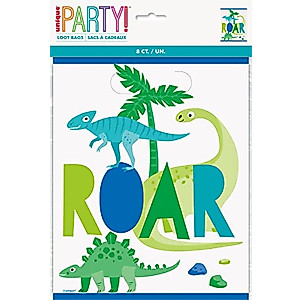 Blue & Green Dinosaur Party Loot Bags | 11" x 7" | 8 Pcs