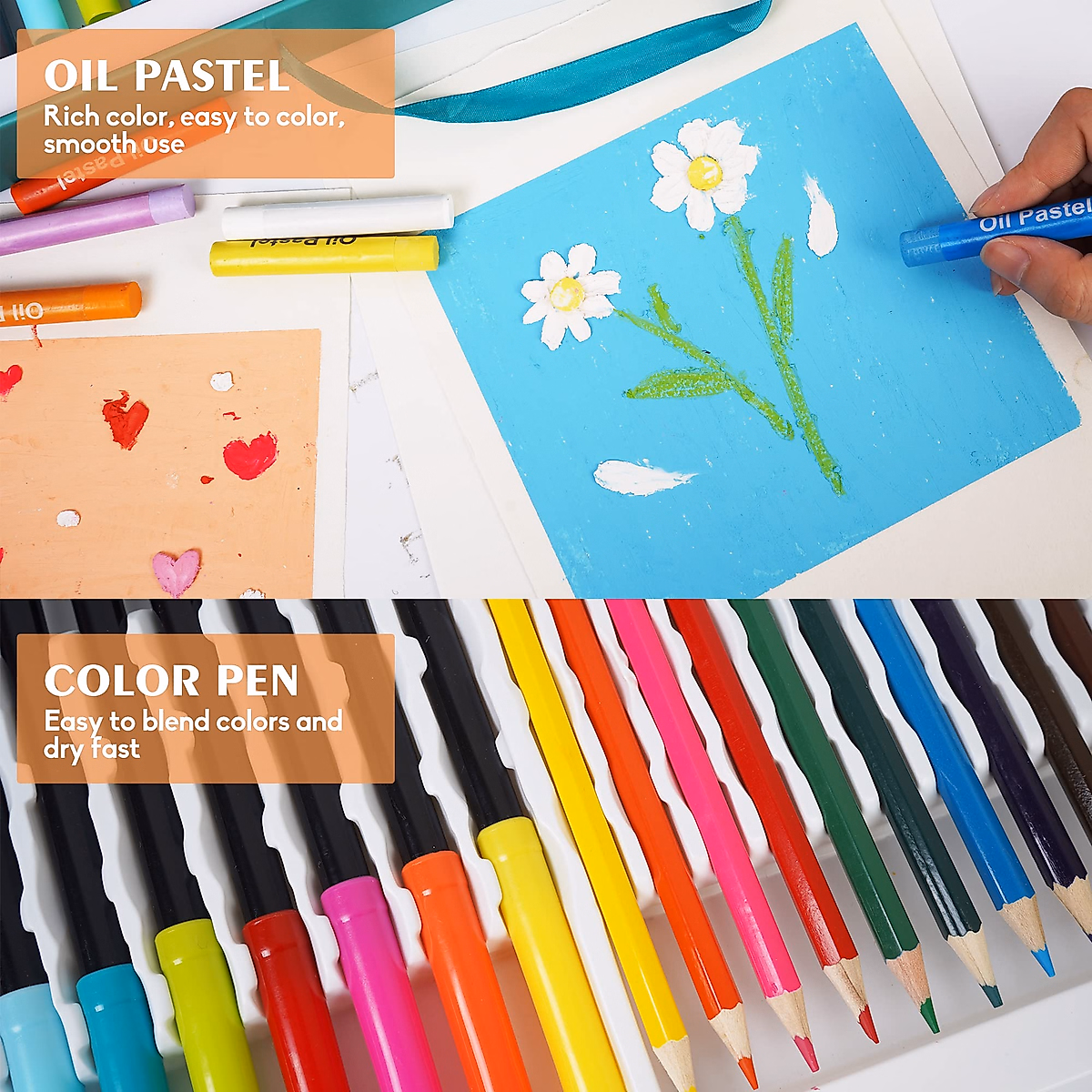 KIDDYCOLOR Kids Art Set, 88pcs Drawing Art Kit, Portable Art Set Case with Easel & Bookshelf, Multifunctionanl Painting Drawing Art Supplies for Kids Girls Boys Gifts