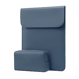 MOSISO Laptop Sleeve Compatible with MacBook Air 13 M3 A3113 M2 A2681 M1 A2337 A2179 A1932/Pro 13 M2 M1 A2338 A2251 A2289 A2159 A1989 A1706 A1708, Faux Suede Leather Case with Small Bag, Peacock Blue