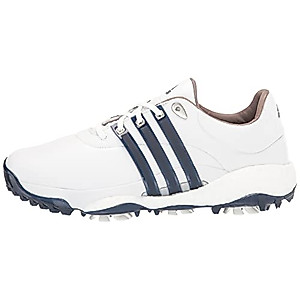 adidas Men's TOUR360 22 Golf Shoes, Footwear White/Silver Metallic/Team Navy Blue, 10