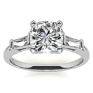 10K/14K/18K Solid White Gold Handmade Engagement Ring, 2 CT Cushion Cut Moissanite Solitaire Ring, Wedding Ring Set for Women/Her, Anniversary/Propose Gifts, VVS1 Colorless, Jewelry