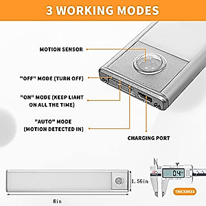 UYICOO Under Cabinet Lights, Wireless Motion Sensor Closet Light, 1500 mAh USB Rechargeable Kitchen Cupboard Night Light, 30-LED 20cm/7.8inch Magnetic Battery Powered Operated Cupboard Light