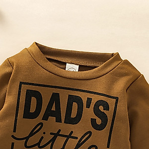 Newborn Infant Baby Boys Pullover Dad's Little Dude Sweatshirt Long Sleeve Casual Sweater Fall Clothes (Brown, 0-3 Months)