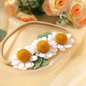 Felt Daisy Baby Headband- Two Groovy and Wild One Party Accessories, Woodland Baby Headbands, New Born Shooting Props, Half Birthday Flower Headband