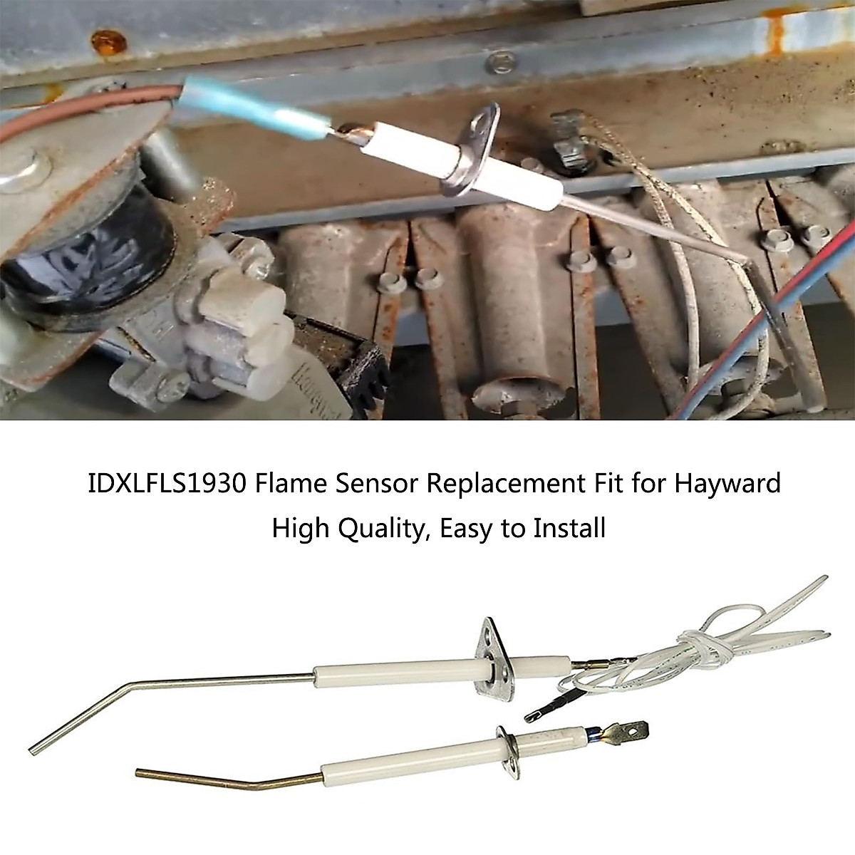 WIRELEL IDXLFLS1930 Flame Sensor Replacement Fit for Hayward Universal H-Series Induced Draft and Gas Heater Pool Heaters fits H250IDL H300IDL H400IDL H150FD H200FD H250FD H300FD H350FD