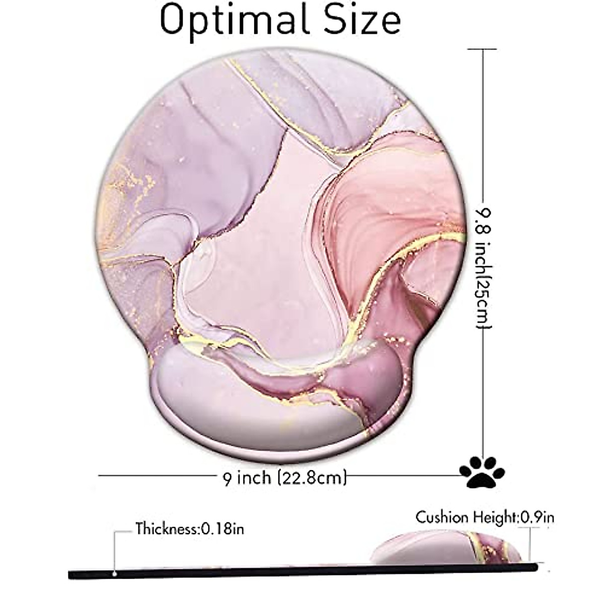 Mouse Pad with Wrist Rest Support, Custom Original Memory Foam Wrist Rest Pad Non-Slip Ergonomic Desk Gaming Mouse Mat for Home & Office (Marble Pink Purple)
