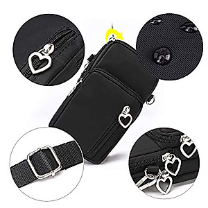 Outdoor Sweat-Proof Running Armbag Cross-Body Shoulder Casual Wallet Purse Crossbody Bag Gym Fitness Cell Phone Key Holder for iPhone 13 12 Pro Max Xs Max/Xr,Galaxy Note 10,Huawei P30 Pro,Black