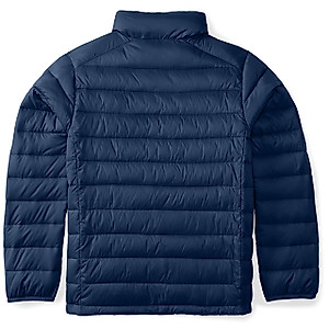 Amazon Essentials Boys' Lightweight Water-Resistant Packable Puffer Jacket, Navy, Large
