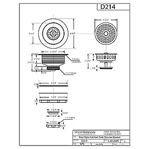Westbrass D2145-62 3-1/2" Post Style Large Kitchen Sink Basket Strainer, Matte Black (2-Pack)