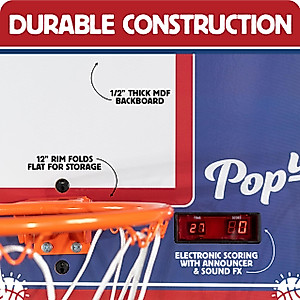 Pop-A-Shot - Pop-Up Game | Arcade Basketball Inside, Out, and On The Go | Infrared Sensor Scoring | 3 Balls | Foldable, Portable, and Tote Bag Included