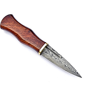 GLORIUS CRAFT Handmade Damascus Hunting Knife with Leather Sheath - Ideal for Skinning, Camping, Outdoor -Fixed Blade Bushcraft Knife with Walnut Wood Handle - Predator Hunter,