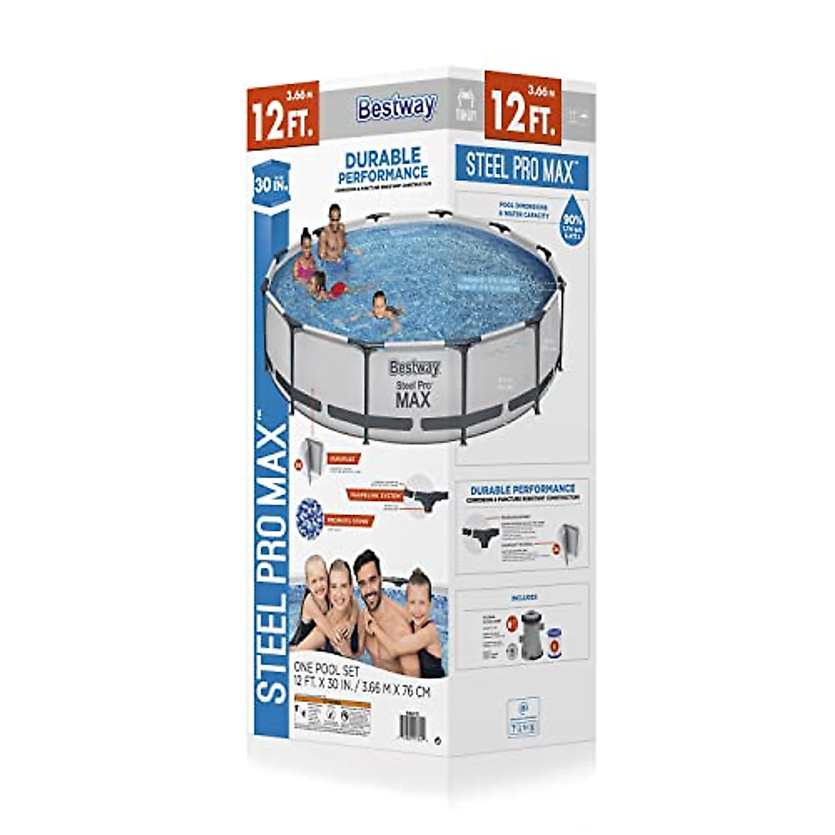 Bestway 56417 Steel Pro Above Ground, 12ft x 30 Inch | Frame Swimming Pool with Filter Pump