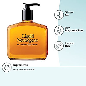 Neutrogena Liquid Fragrance-Free Gentle Facial Cleanser with Glycerin, Hypoallergenic & Oil-Free Mild Face Wash Unscented, 8 Fl Oz
