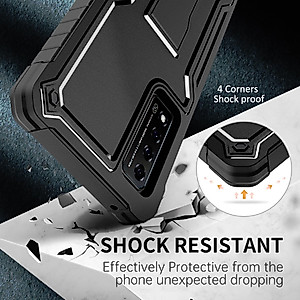 FITO for TCL Stylus 5G Case, Dual Layer Shockproof Heavy Duty Case for TCL Stylus 5G Phone with Screen Protector, Built-in Kickstand (Black)