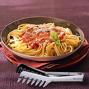MSY BIGSUNNY Kitchen Pasta Tongs, 8" Stainless Steel Spaghetti Tongs