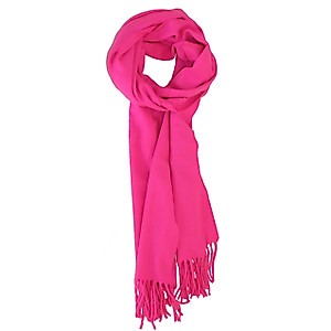 LibbySue-Solid Color Cashmere Feel Winter Scarf (Bright Pink)