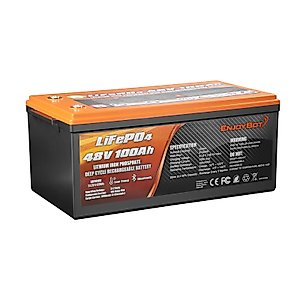 Enjoybot 48V 100Ah LiFePO4 Lithium Battery, Built-in 100A BMS and Bluetooth, Low Temperature Cut-Off Function and Peak Current 500A Perfect for Golf Cart Solar Off-Grid RV Camper, Home Energy Storage
