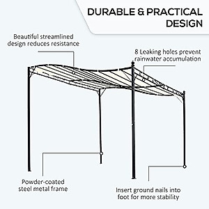 Outsunny 10' x 10' Steel Outdoor Pergola Gazebo Patio Canopy with Durable & Spacious Weather-Resistant Design, White