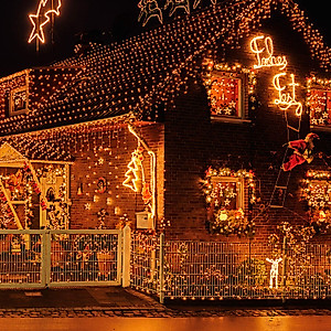 COSFLY Outdoor Christmas String Lights 209 ft 600 LED,UL Certificated Fairy String Lights for Outdoor Garden Halloween Wedding Party BBQ Party Decoration