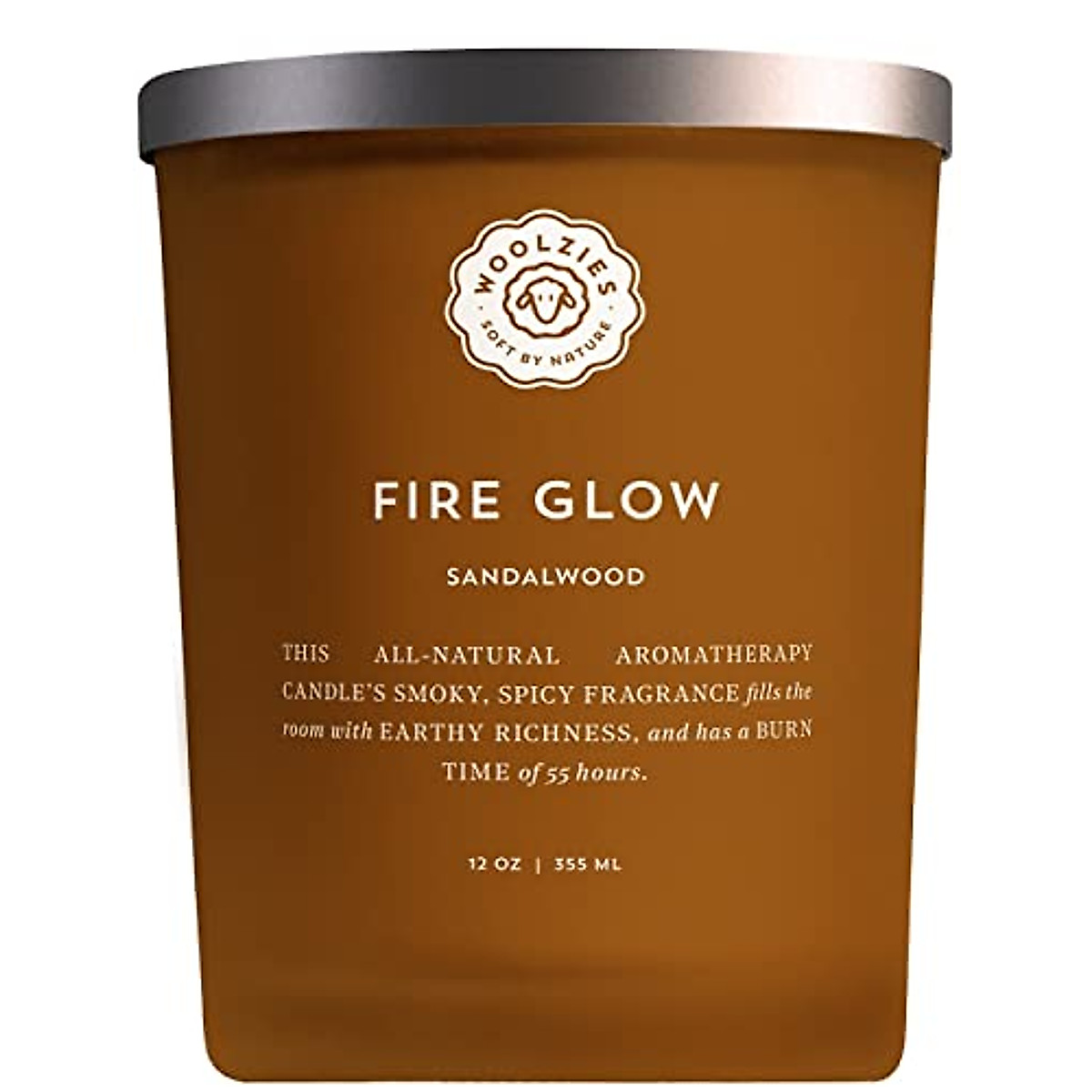 Woolzies Natural Soy Wax Candle | Hand Poured, Long Lasting, Reusable Glass Jar Scented Candle | 12 OZ (Fire Glow Sandalwood)