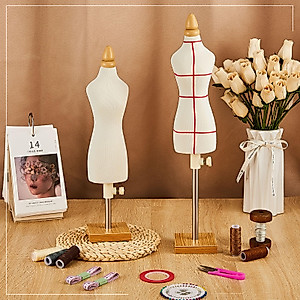 10 Pcs Doll Dress Form Mini Female 1/4 Size Tailor Dressmaker Dummy Mannequins Body Miniature Sewing Mannequin Dress Forms for Sewing with Red Patch Set