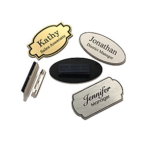 Custom Personalized Engraved Name Tag/Badge for Business, with Magnet or Pin, 1.5"x3" - 1 Tag