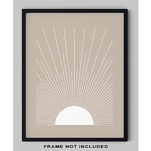 Abstract Geometric Sun & Rainbow Wall Art - Set of 2-11x14" UNFRAMED Prints - Modern, Minimal, Mid Century Modern Decor - Scandinavian, Bauhaus, Boho Wall Decor