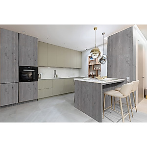 LiKiLiKi Wood Contact Paper Wood Wallpaper Light Gray Wood Grain Contact Paper Grey Peel and Stick Wallpaper Self-Adhesive Removable Wall Paper for Cabinets and Drawers Countertops Vinyl 15.7"x118"