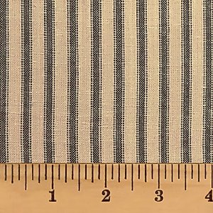 Black & Tea Dye Primitive Ticking Stripe Homespun Cotton Plaid Fabric by JCS - Sold by The Yard