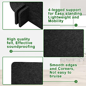 Kisston 6 Pack Acoustic Desk Divider Desk Partition 24 x 24" Stand Up Freestanding Desk Privacy Panel Noise and Visual Distractions Reducing Desk Divider for Student Reception Area Office (Dark Gray)