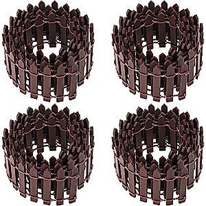 Chinco 4 Pieces 35 Inch Miniature Garden Ornament Fence Wood Picket Fence for Dollhouse Home Garden Plant Pot DIY Diorama Project (Brown)