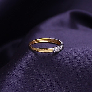 SAVEARTH DIAMONDS Round Cut Sparkling White Cubic Zirconia Half Eternity Stackable Engagement Ring In 14k Yellow Gold Over Sterling Silver Jewelry Gift For Women Wedding Size-7