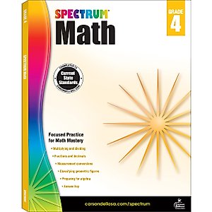 Spectrum 4th Grade Math Workbooks, Ages 9 to 10, 4th Grade Math, Multiplication, Division, Fractions, Decimals, Algebra, Measurement Conversions, and Geometry Workbook - 160 Pages