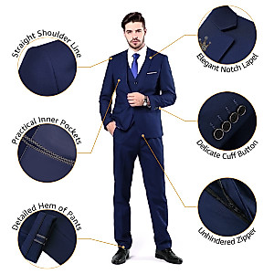 MYS Mens 3-Piece Suit Shawl Lapel One Button Tuxedo Slim Fit Premium Dinner Jacket Vest Pants & Tie Set Deep Red