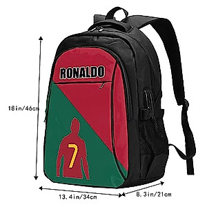 Auqizbx Football Number 7 Ronaldo Laptop Backpack Work Travel Backpack With Usb Charging Port Men Women