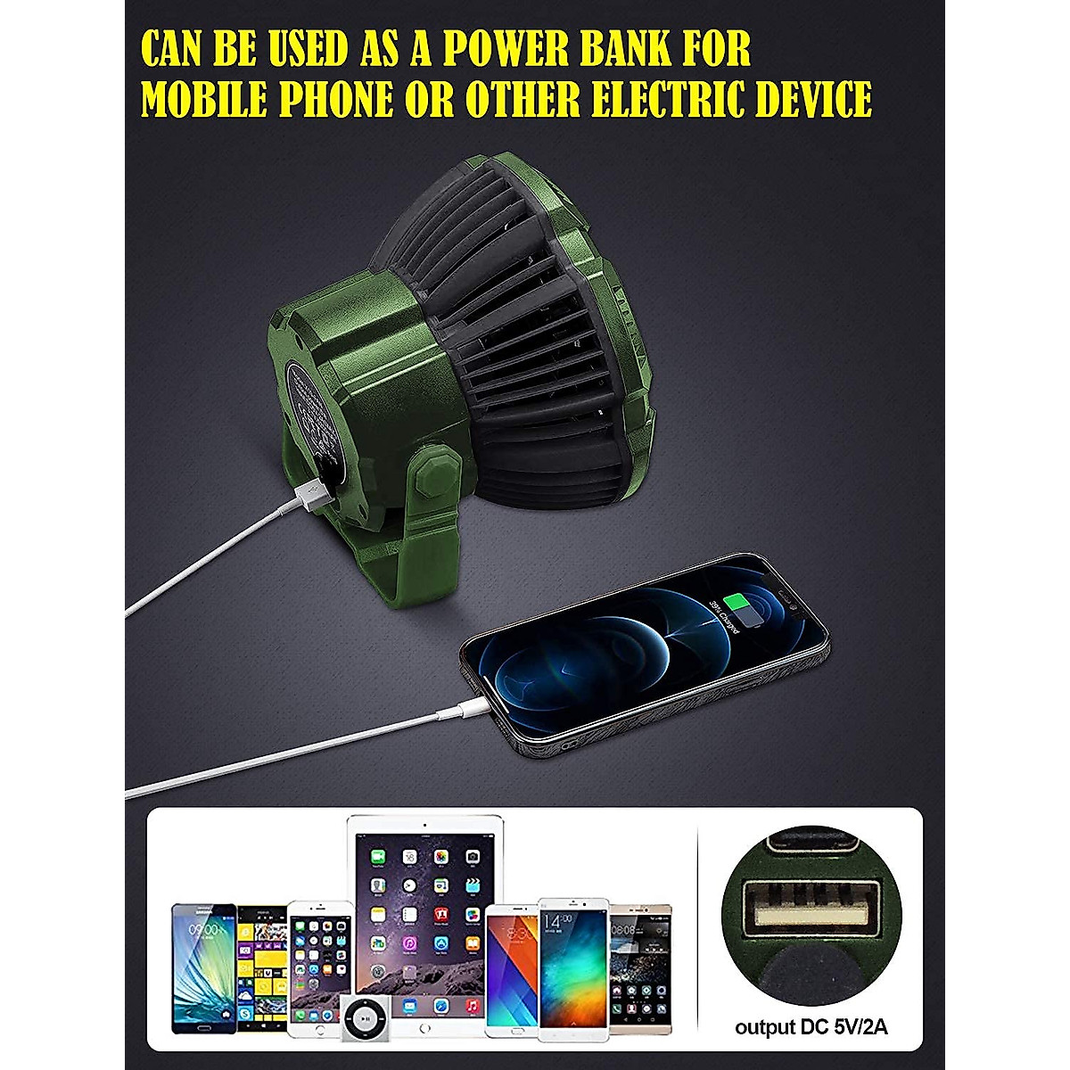 ayamaya Camping Fan + 4 Person Tent, Orange 2 Person Backpacking & Rechargeable Fan with LED Light & Remote Control, 7800mAh Portable Led Light Camping Lantern Fan USB Desk Ceilling Fan