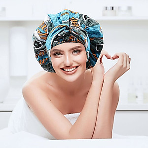 4 Packs Satin Bonnet for Women Silk Bonnet Sleep Cap African Print Head Scarf Head Wrap for Long Curly Natural Hair Braids Hat Large Soft Night Sleeping Cap Head Cover