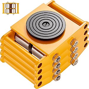 VEVOR 4PCS Machinery Skate Dolly, 26455LBS/12T Industrial Machinery Mover, Heavy Duty Carbon Steel Machinery Moving Skate & 4 Carbon Steel Wheels and 360° Rotation Non-Slip Cap for Warehouse, Factory