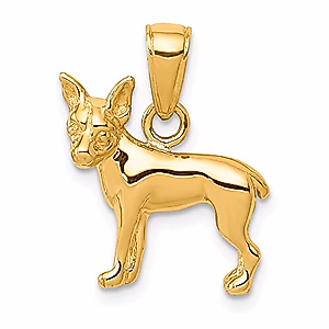 IceCarats 14K Yellow Gold Chihuahua Dog Necklace Charm Pendant 20mm x 16mm Only