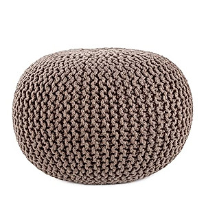 Jaipur Living Vibe Asilah 20"X20"X14" Pouf, Contemporary Dark Taupe for Outdoor Spaces