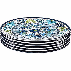Certified International, Multicolor Talavera 11" Melamine (nitrogen-based plastic) Dinner Plate, Set of 6, 11 inch
