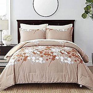 Yiran 3 Pieces Comforter Set with 2 Pillowcases Floral Comforter for Soft Microfiber Queen Size Bedding Set for All Seasons 90"x90"